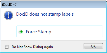 How to suppress “DocID does not stamp labels" prompt