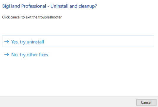 Unable to install the BigHand desktop app