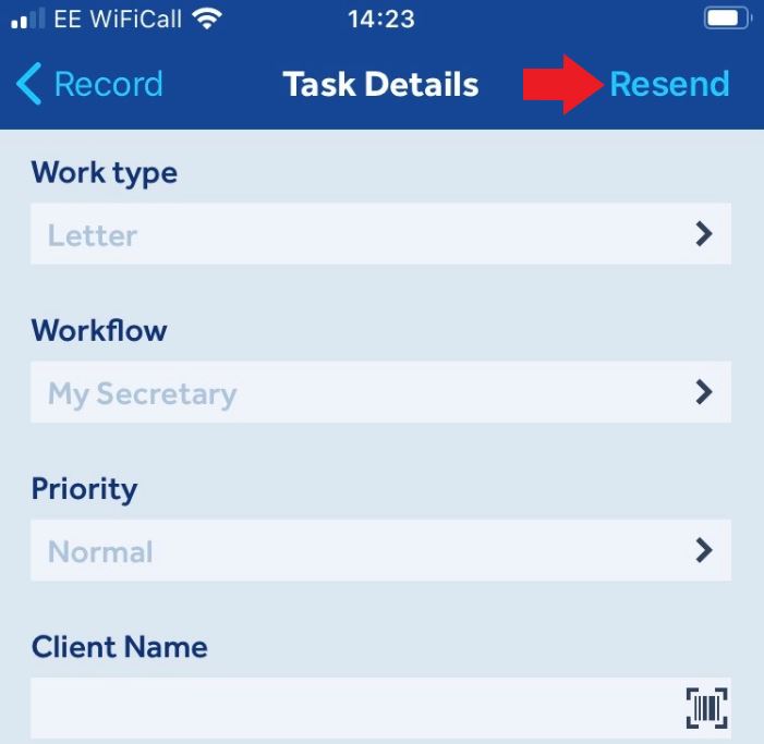 Does the BigHand Go mobile app allow users to resend dictations?