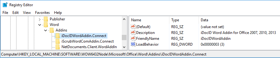 DocID add-in will not enable or DocID ribbon will not load